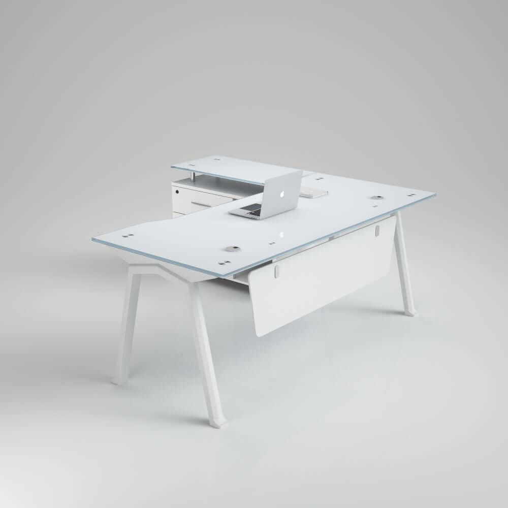 Evergreen Corner Glass Modern Office Desk Table
